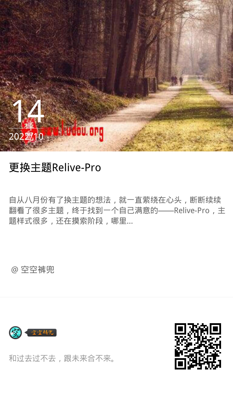 更换主题Relive-Pro – 空空裤兜
